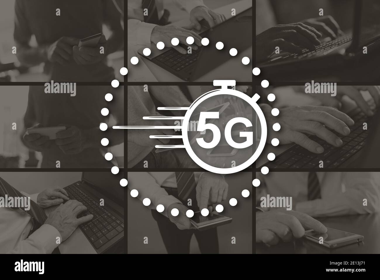 5g concept illustrated by pictures on background Stock Photo - Alamy