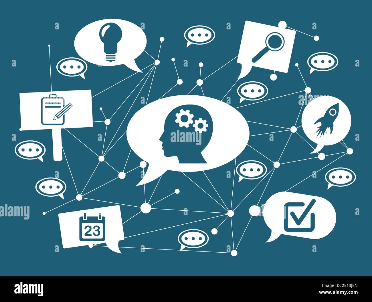 Concept of project management with icons on speech bubbles Stock Photo ...