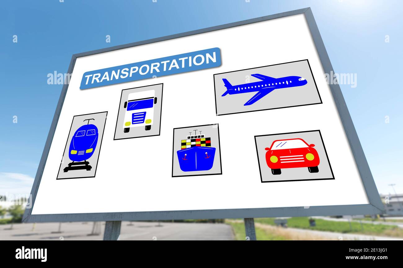 Transportation concept drawn on a billboard Stock Photo - Alamy
