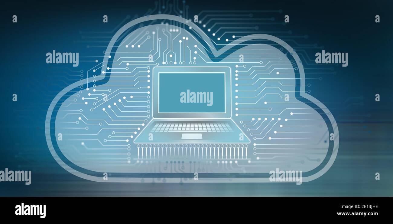 Illustration of cloud technology on dark background Stock Photo - Alamy