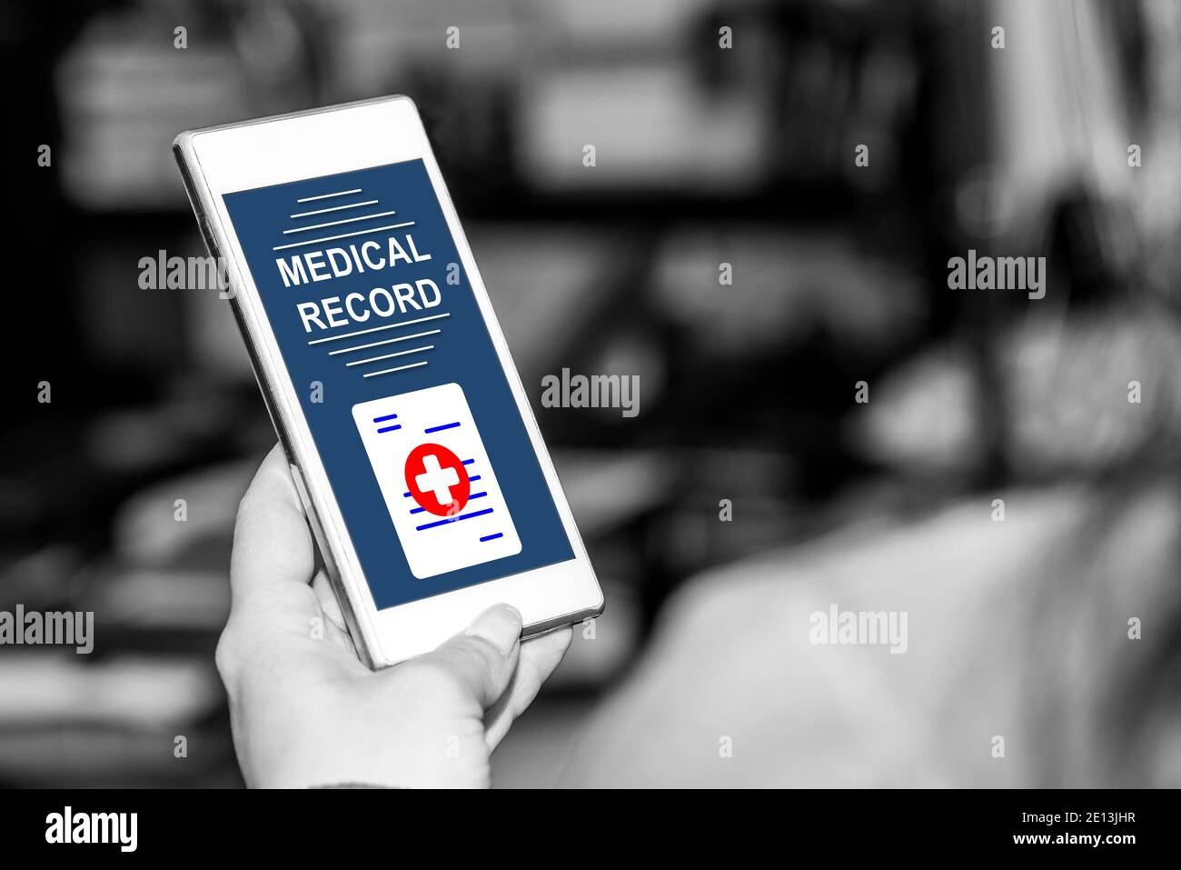 Smartphone screen displaying a medical record concept Stock Photo - Alamy
