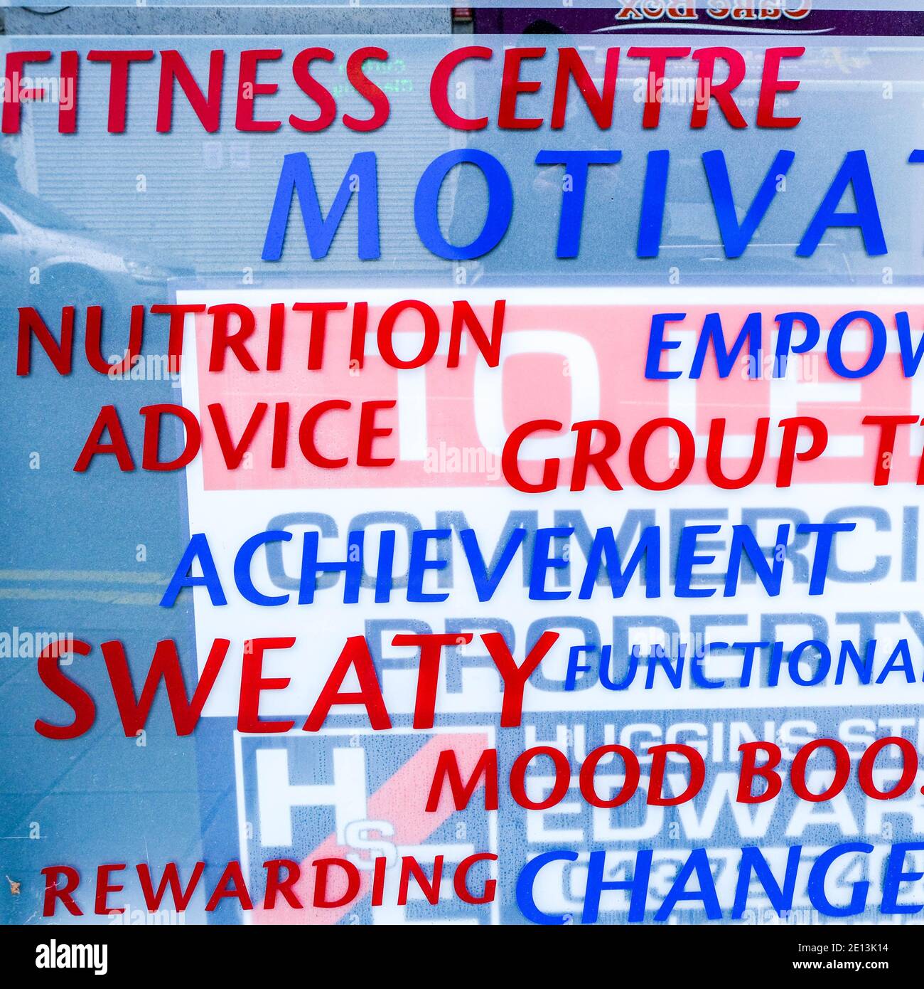 Epsom, London UK, January 03 2021, Shop Window Advertyising Fitness And ...