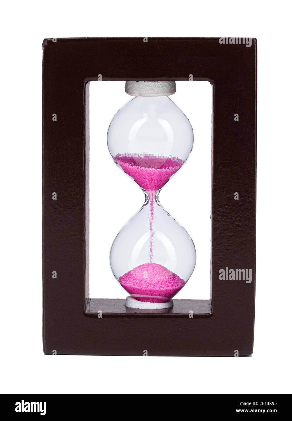 Hourglass with pink sand isolated on white background Stock Photo - Alamy