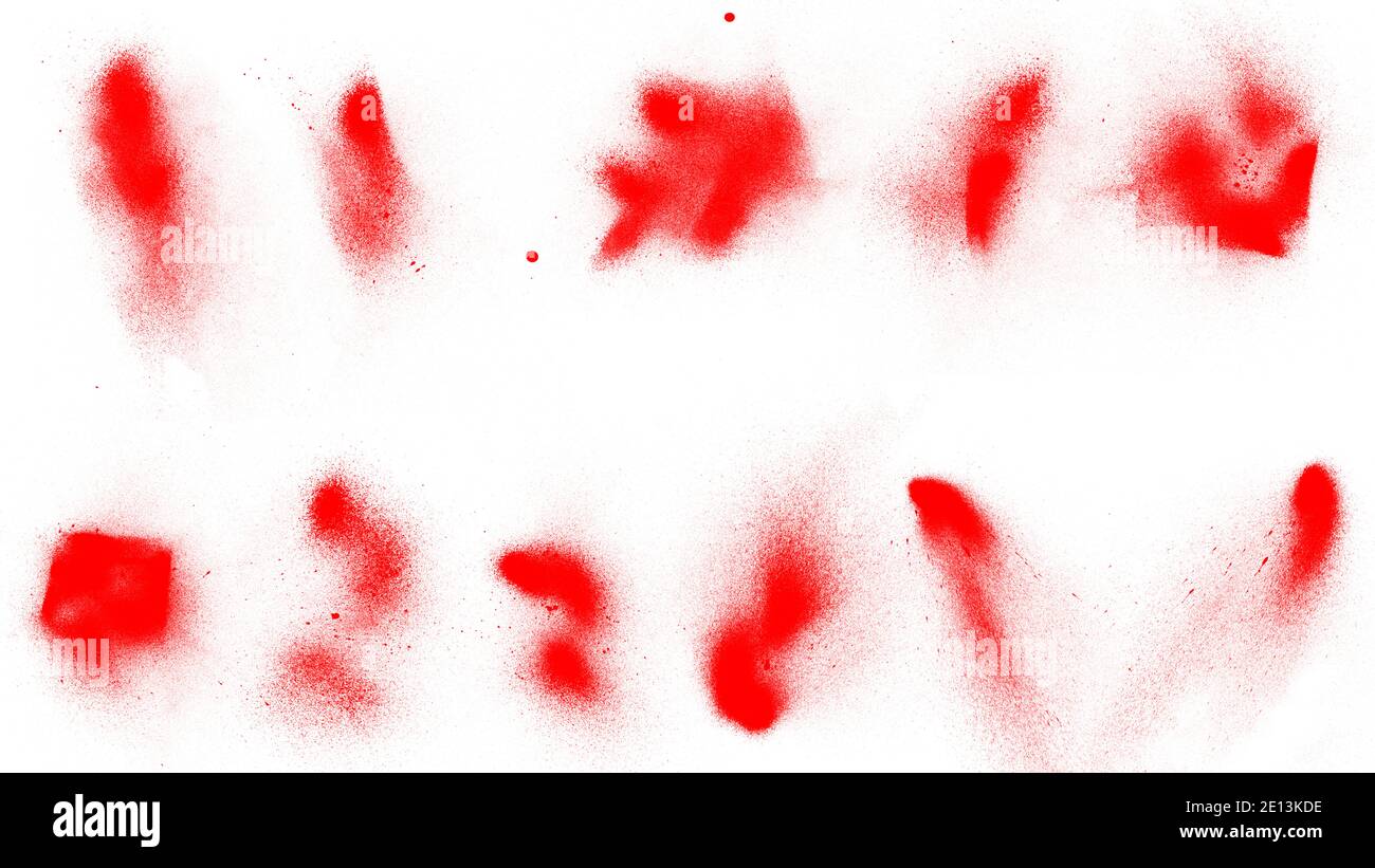 Beautiful red paint explode brushes for painting isolated on white ...