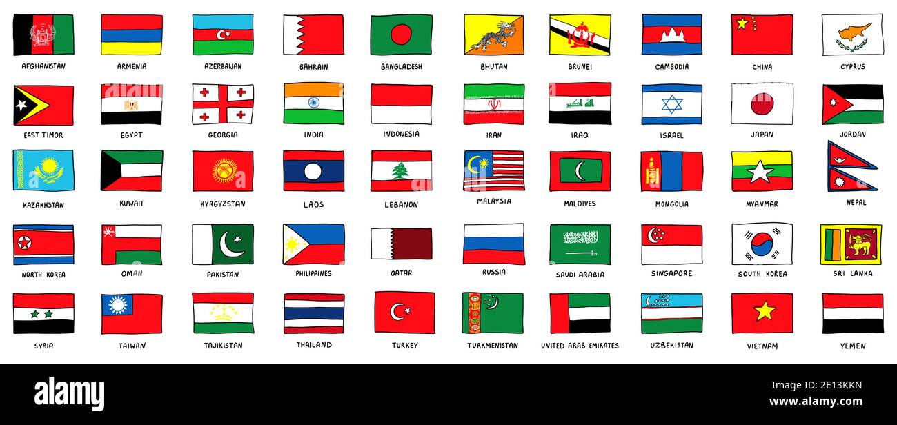 Asian Flags With Names