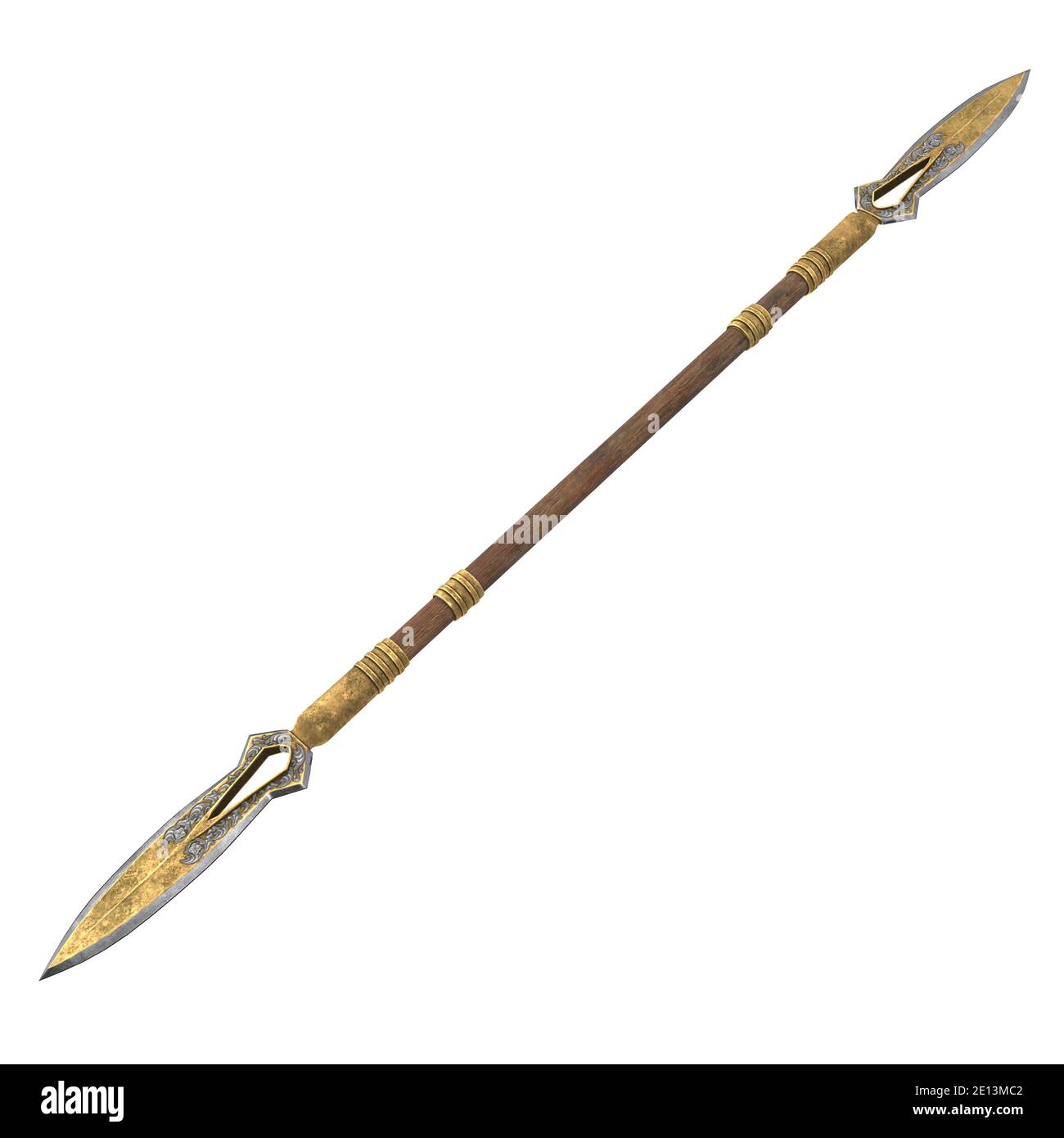 long spear, weapon, on an isolated white background. 3d illustration ...