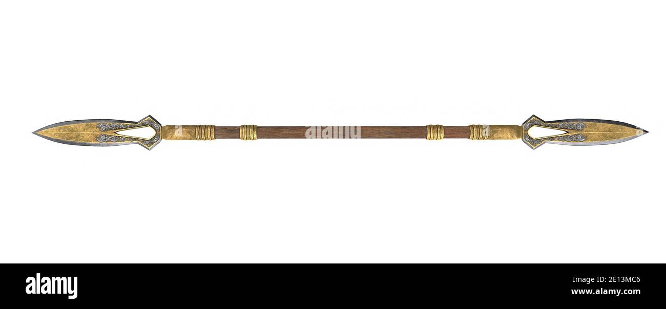 long spear, weapon, on an isolated white background. 3d illustration ...