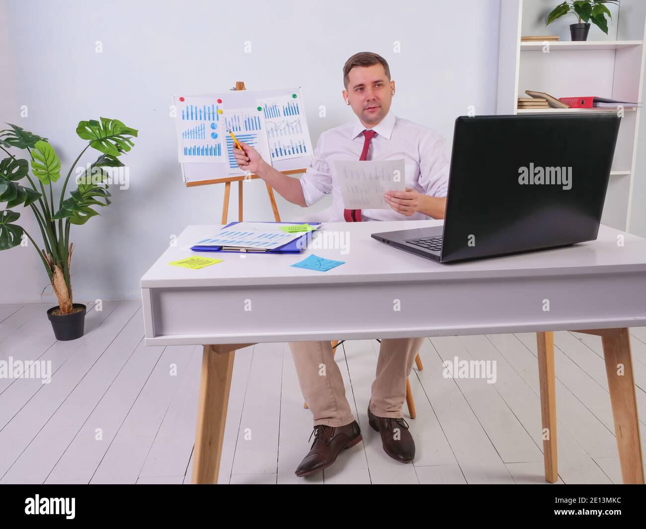 Online meeting with colleagues. Business presentation on the Internet ...