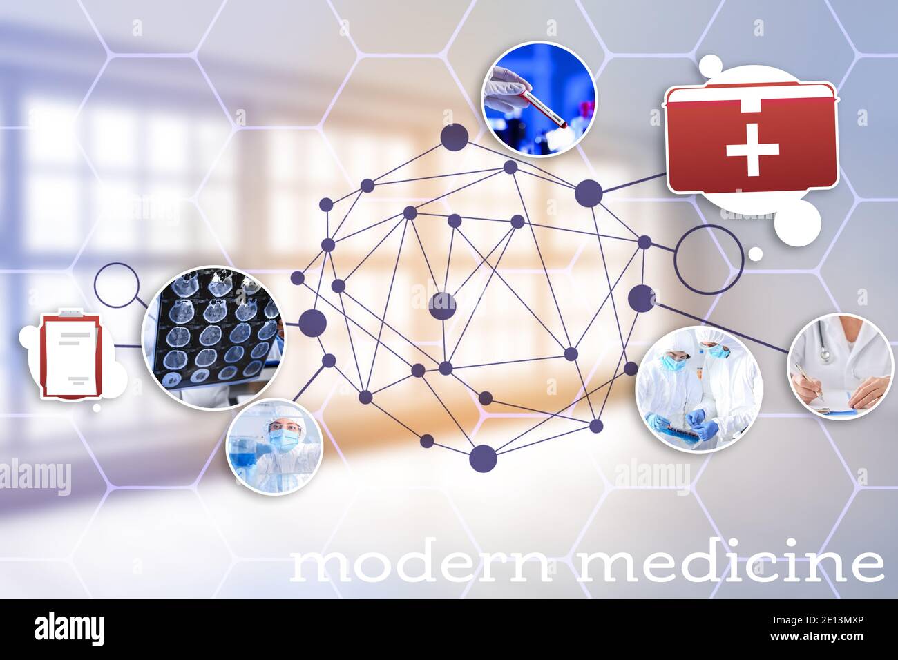 Collage of different medical services. Innovative technologies in ...