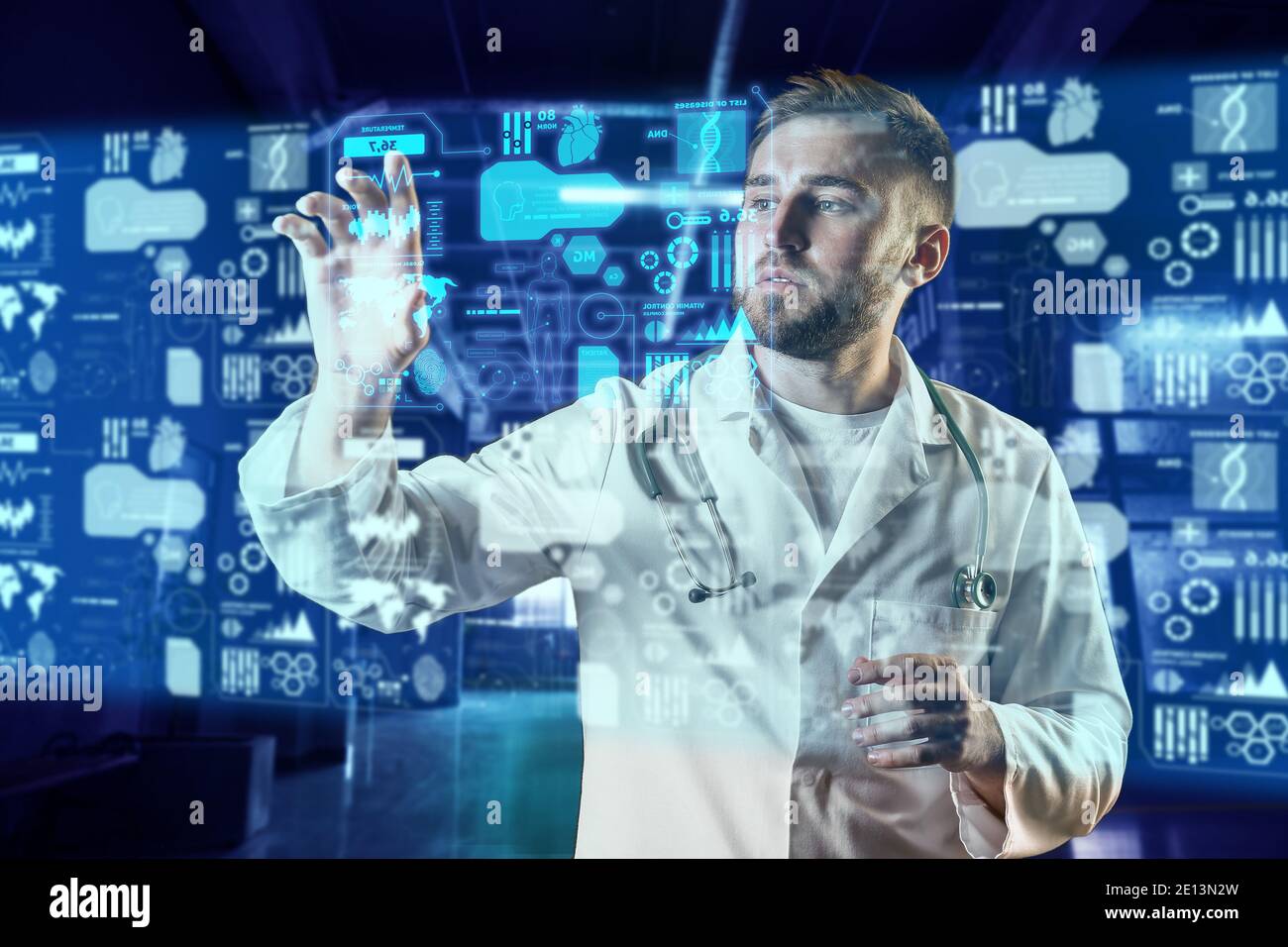 Black man laboratory computer screen hi-res stock photography and ...