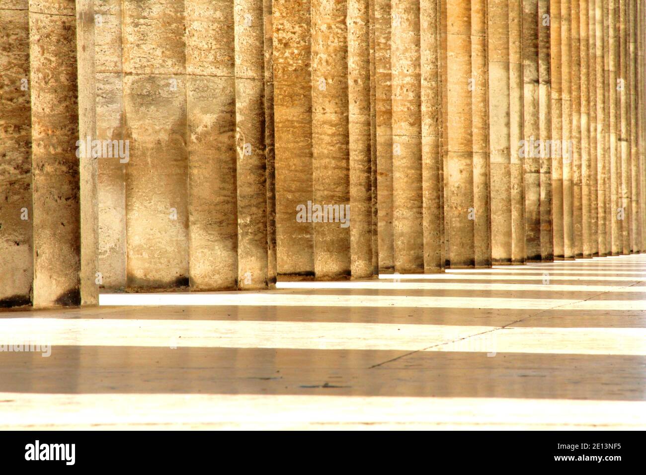 Columns in a row at German historic architecture building Walhalla with ...