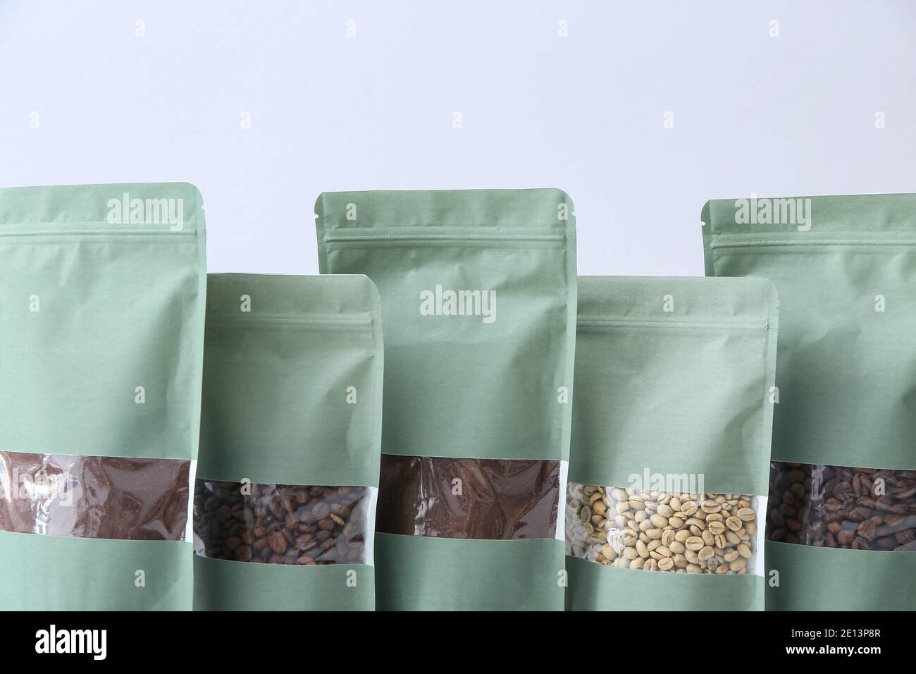 Blank coffee bags on white background, closeup Stock Photo - Alamy