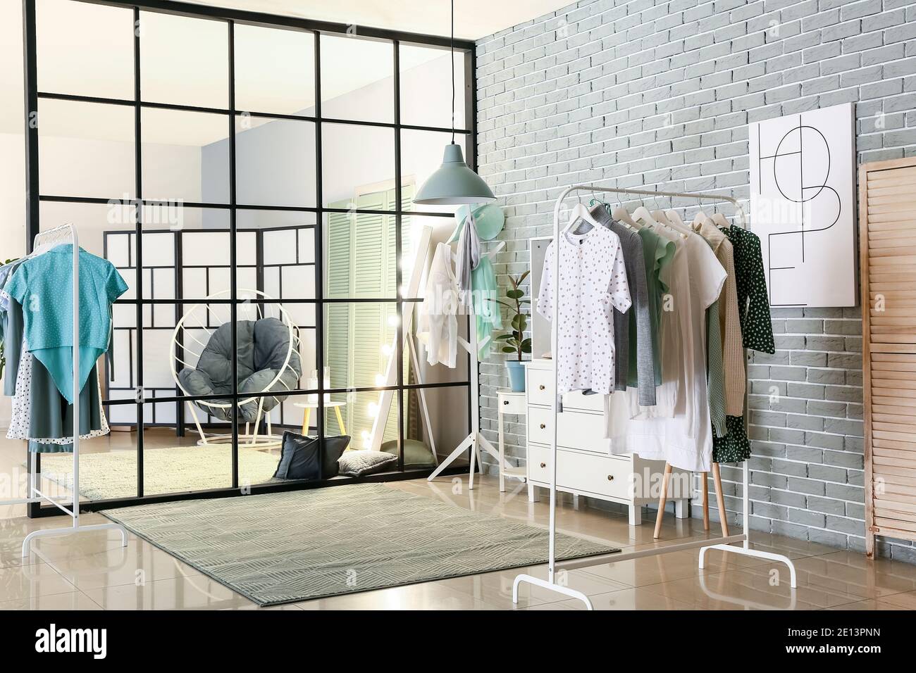 Stylish interior of modern wardrobe Stock Photo - Alamy