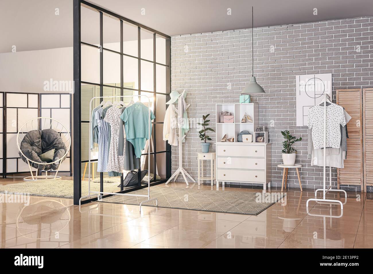 Stylish interior of modern wardrobe Stock Photo - Alamy