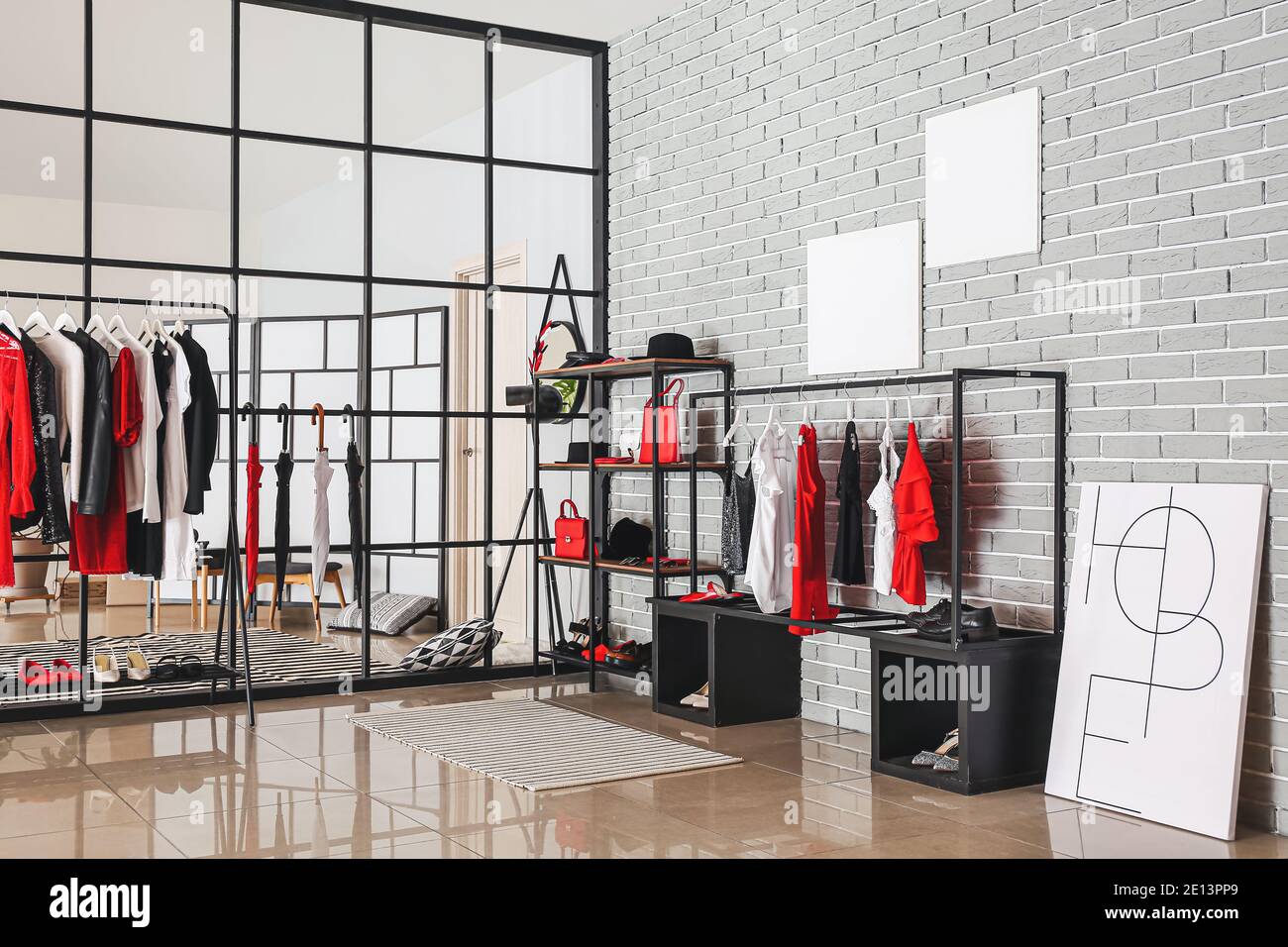 Stylish interior of modern wardrobe Stock Photo - Alamy