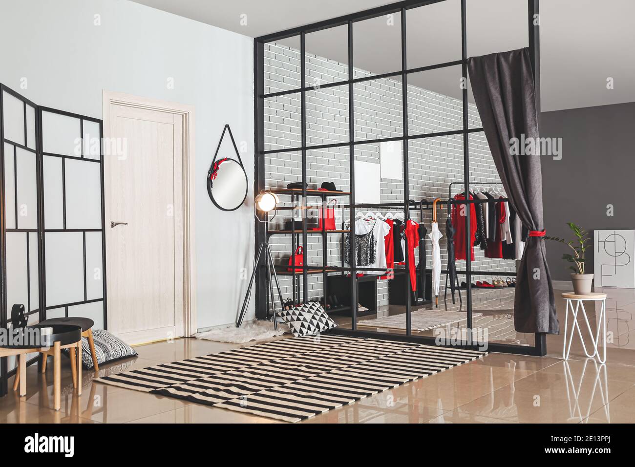 Stylish interior of modern wardrobe Stock Photo - Alamy