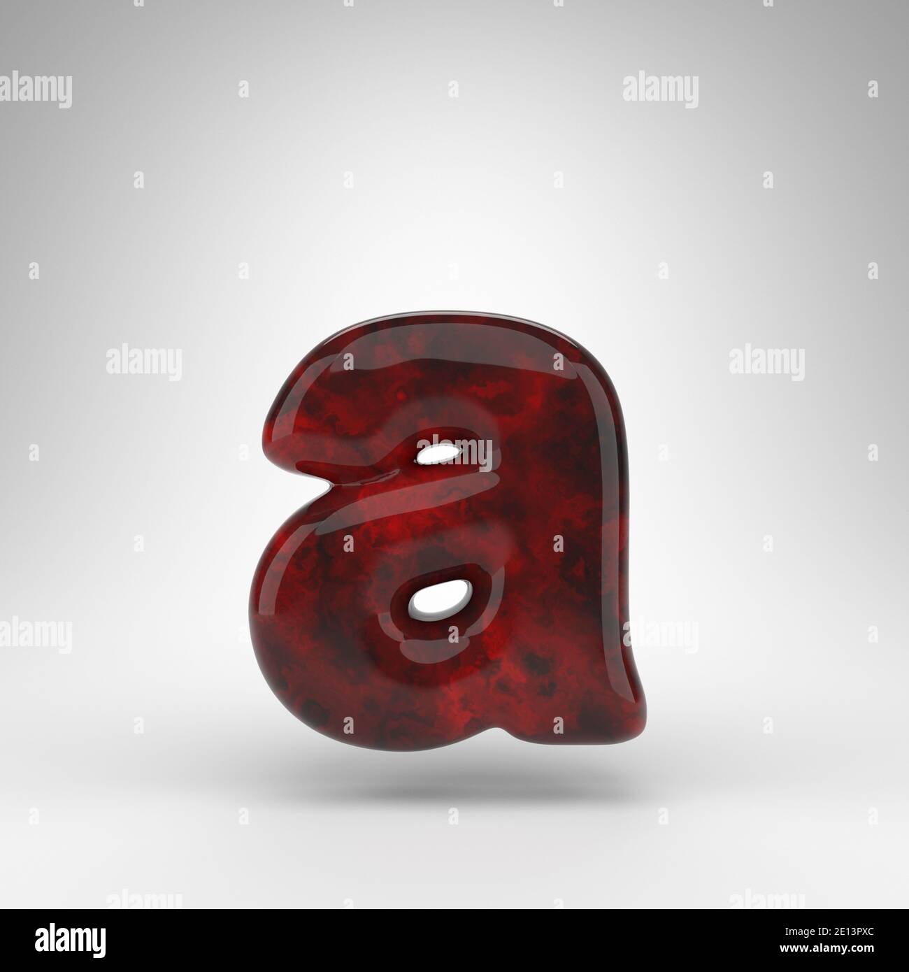 Letter A lowercase on white background. Red amber 3D rendered font with ...