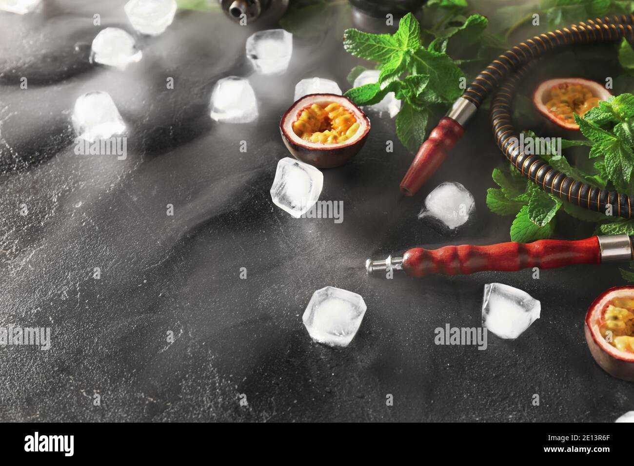 Composition with parts of hookah on dark background Stock Photo - Alamy