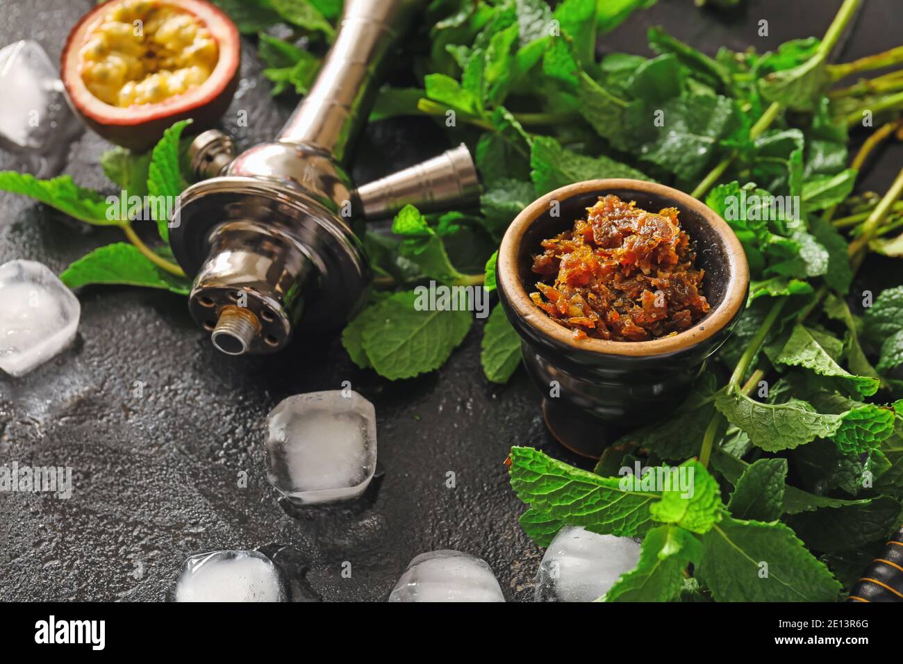Composition with parts of hookah on dark background Stock Photo - Alamy