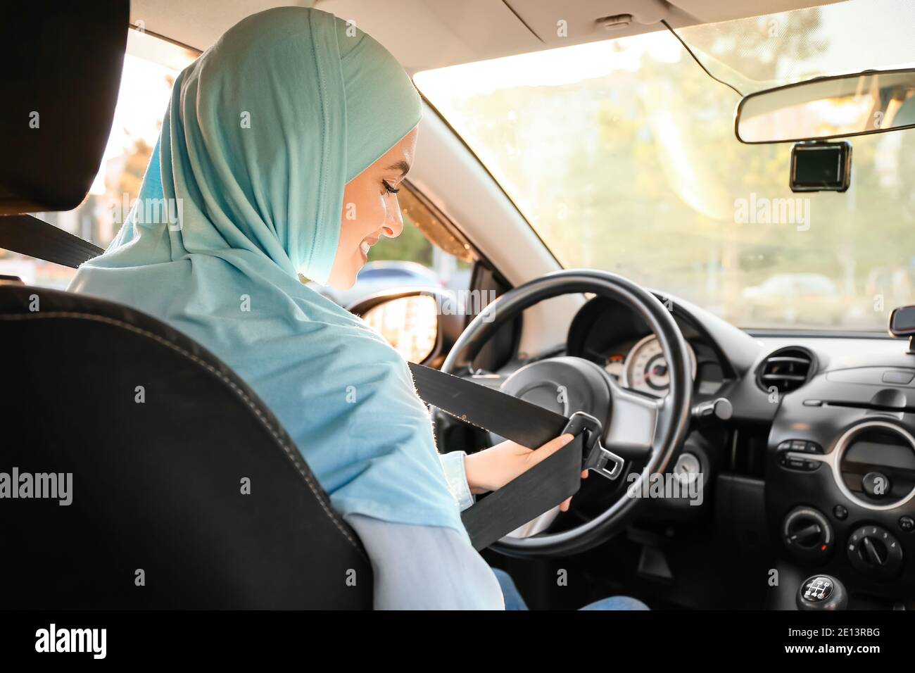Beautiful muslim woman in car hi-res stock photography and images - Alamy