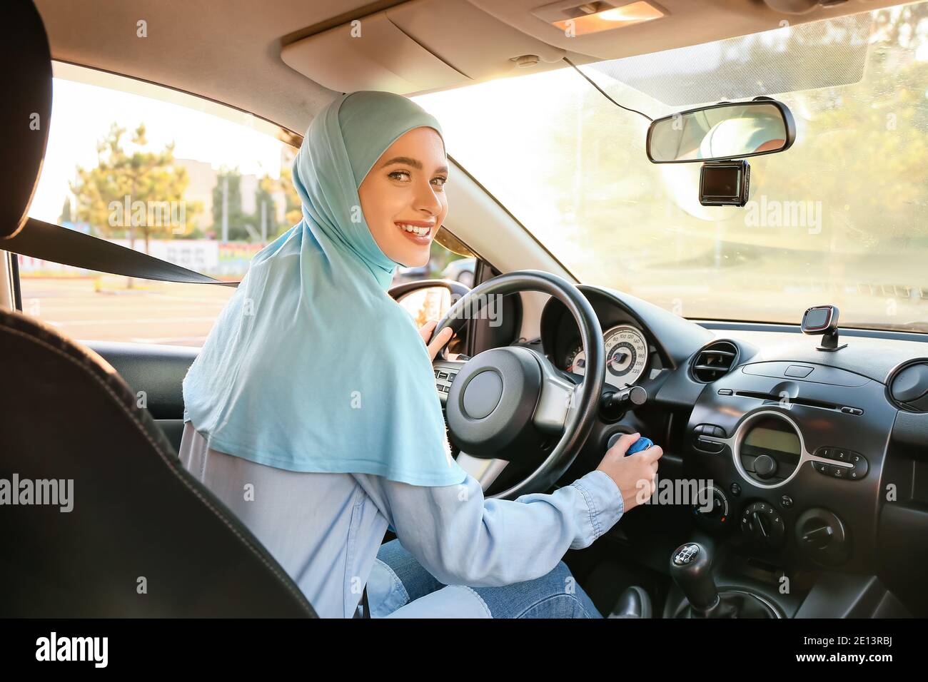 Beautiful muslim woman in car hi-res stock photography and images - Alamy