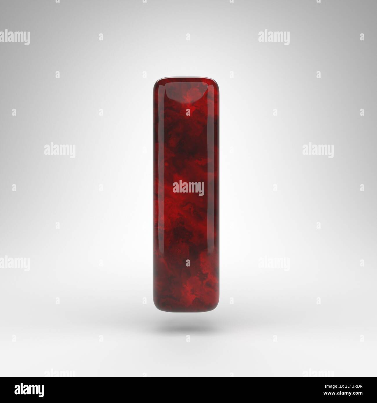 Letter I uppercase on white background. Red amber 3D rendered font with ...