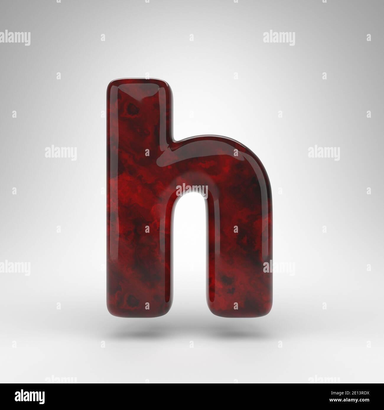 Letter H lowercase on white background. Red amber 3D rendered font with ...