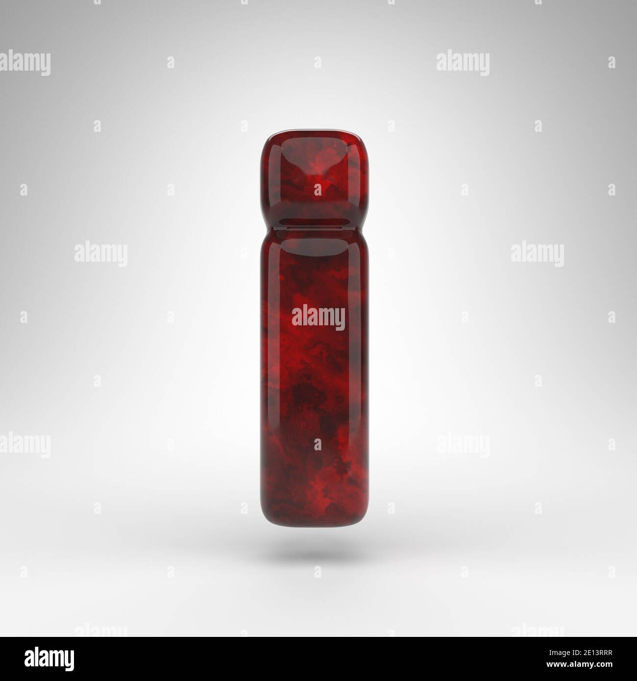 Letter I lowercase on white background. Red amber 3D rendered font with ...