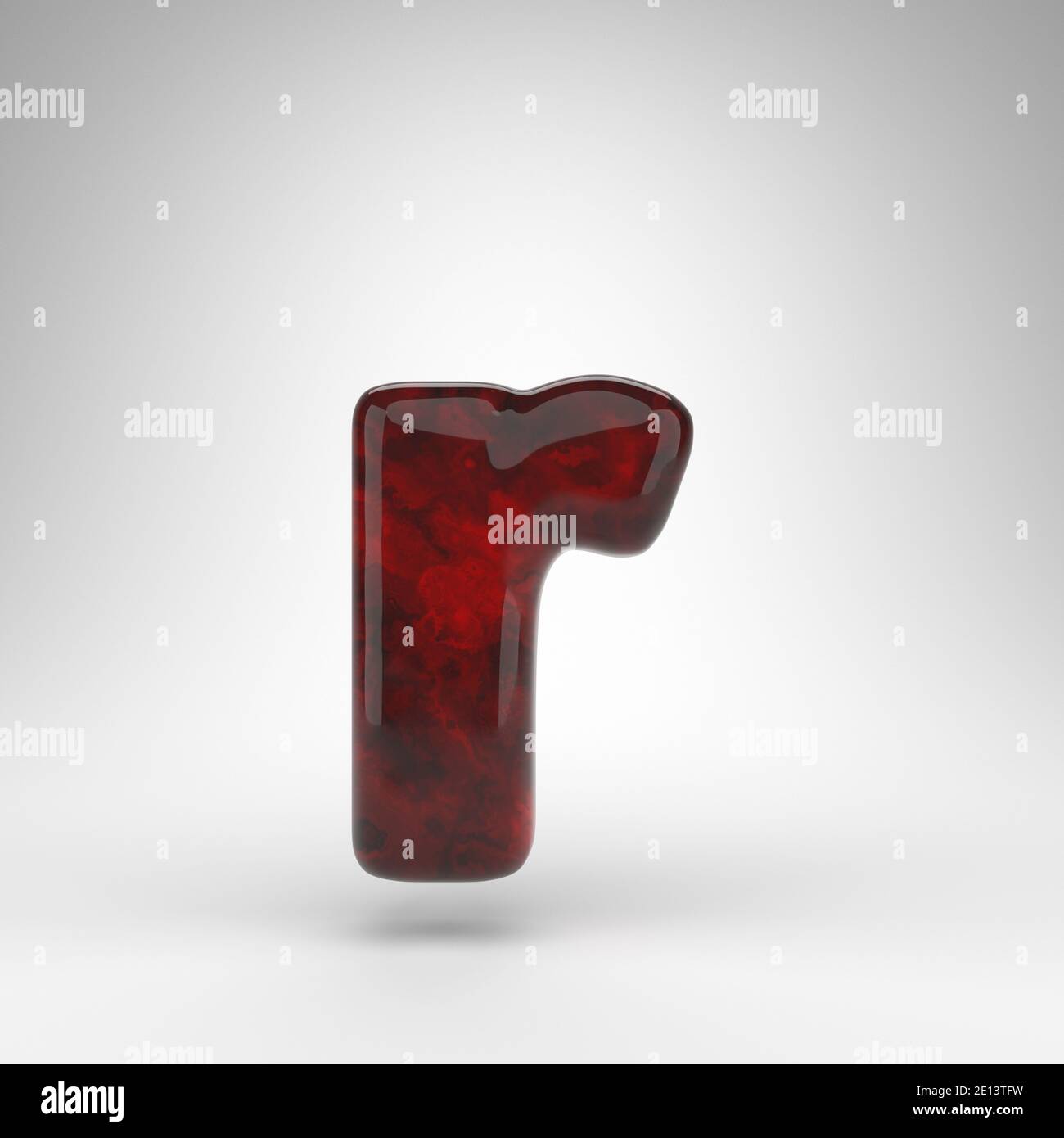 Letter R lowercase on white background. Red amber 3D rendered font with ...