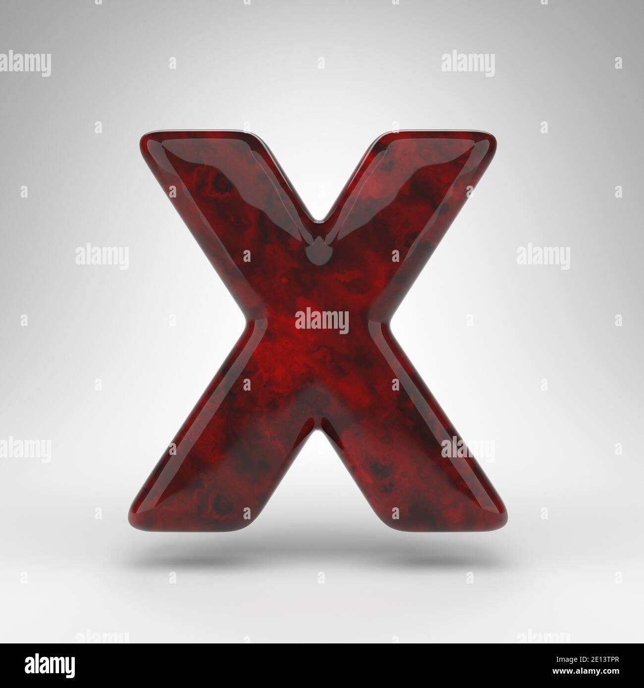 Letter X uppercase on white background. Red amber 3D rendered font with ...