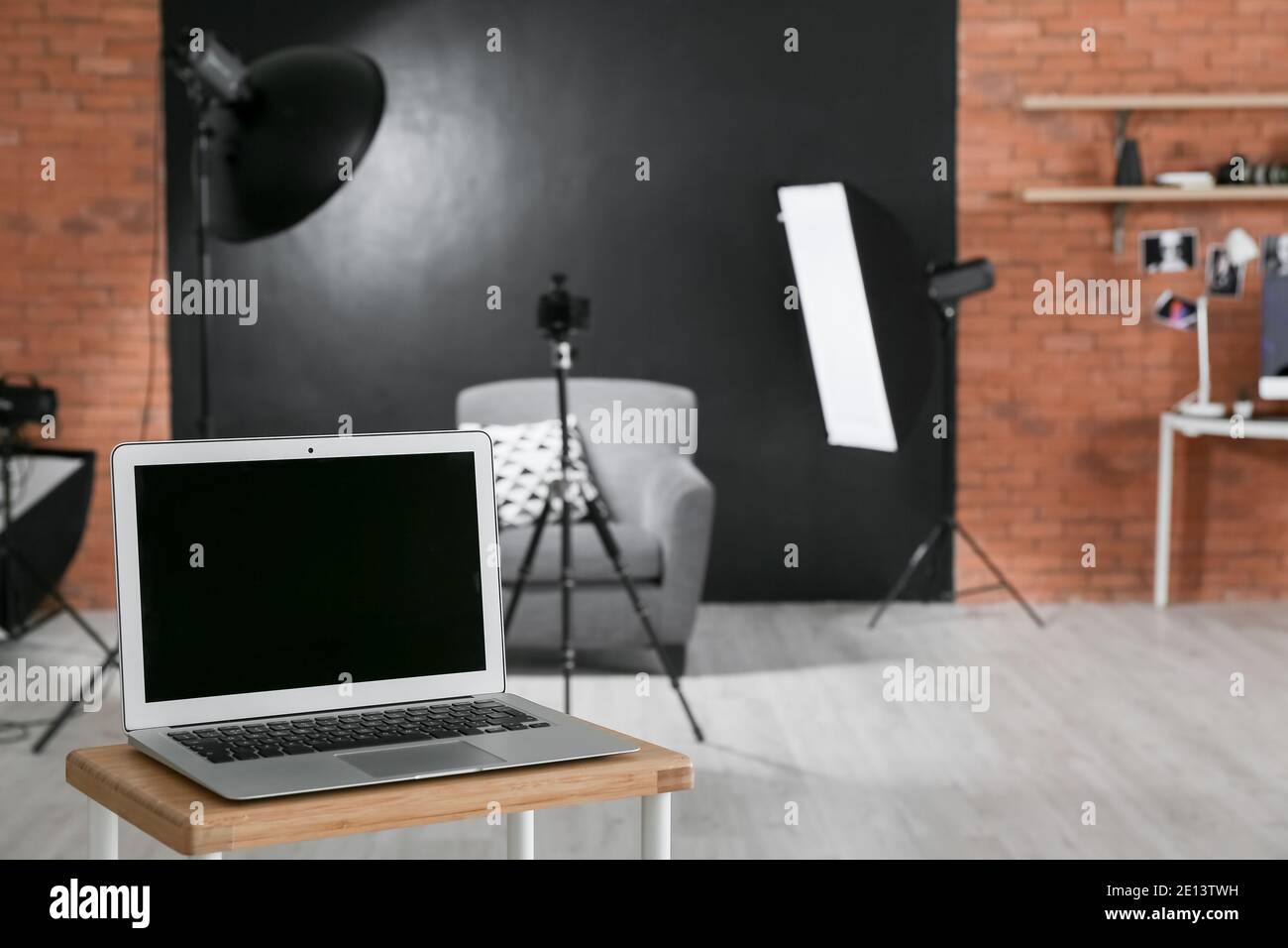 Modern laptop in photo studio Stock Photo - Alamy