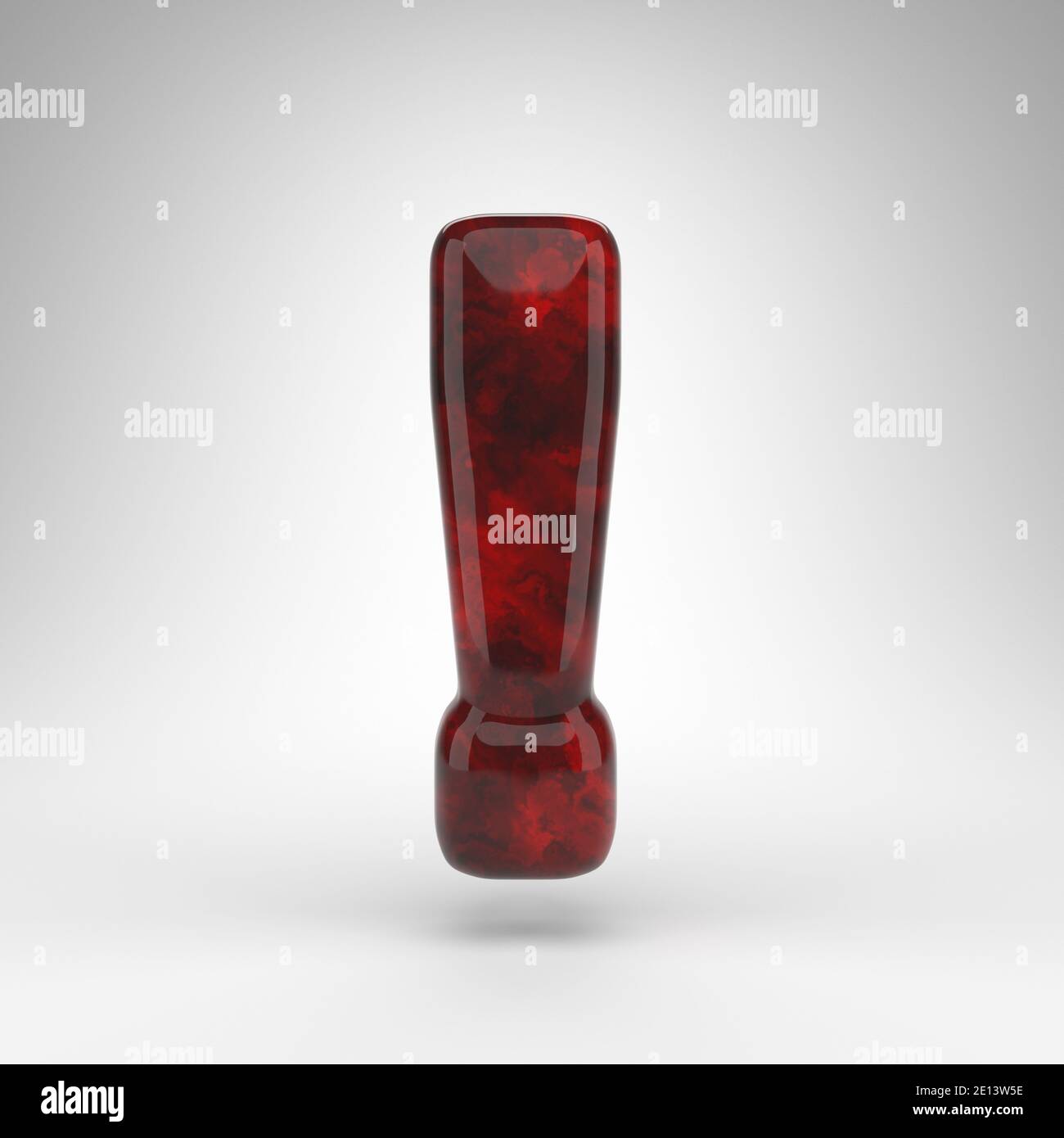 Exclamation point symbol on white background. Red amber 3D rendered ...