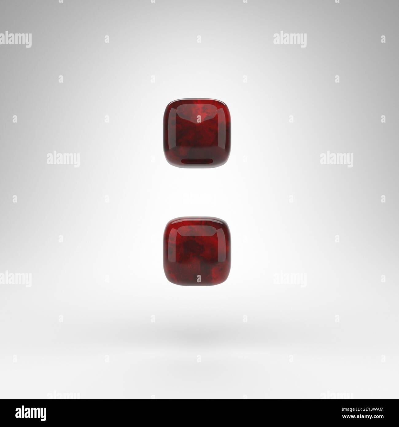 Colon symbol on white background. Red amber 3D rendered sign with ...