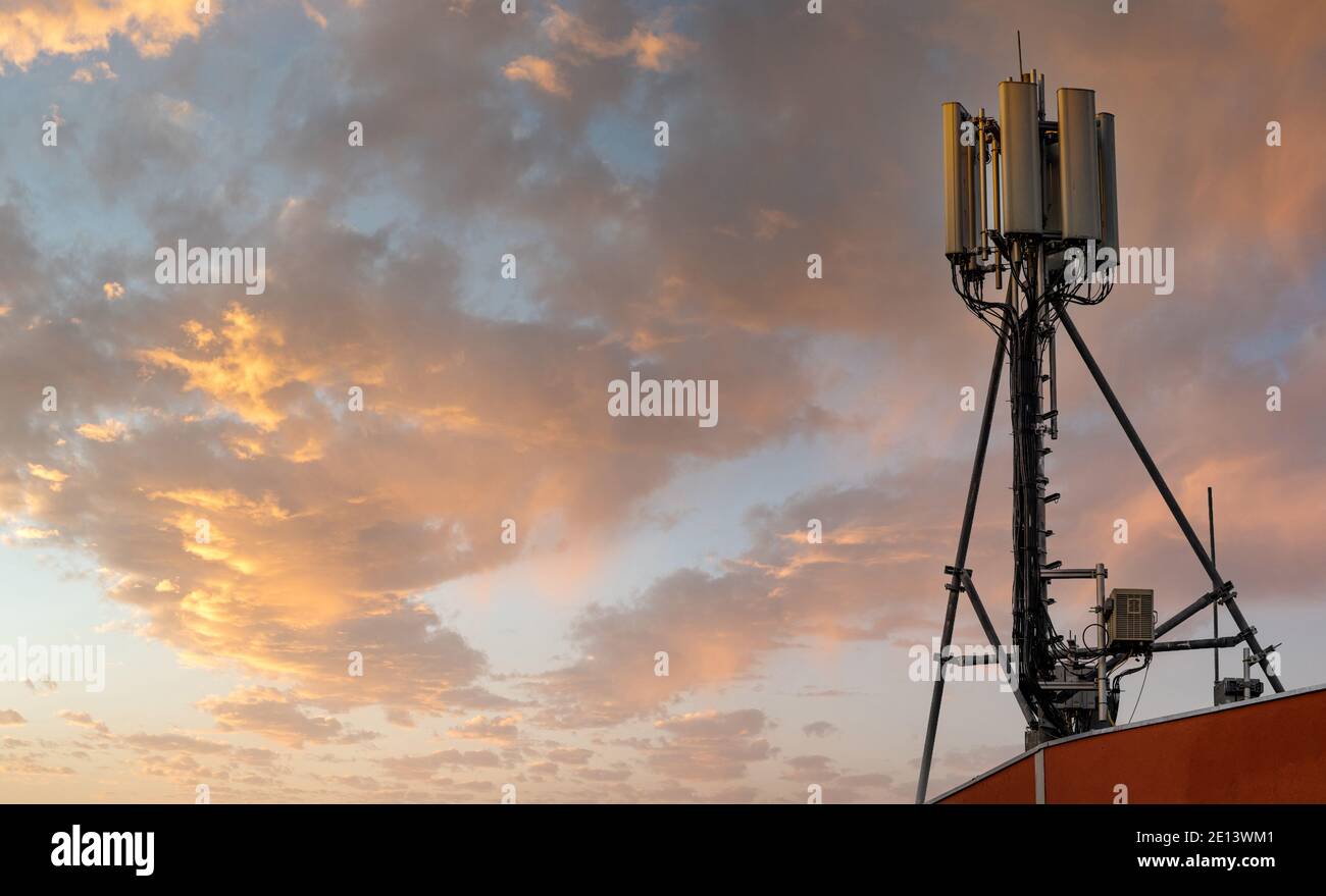 radio and television mast with mobile telephony antennas Stock Photo ...