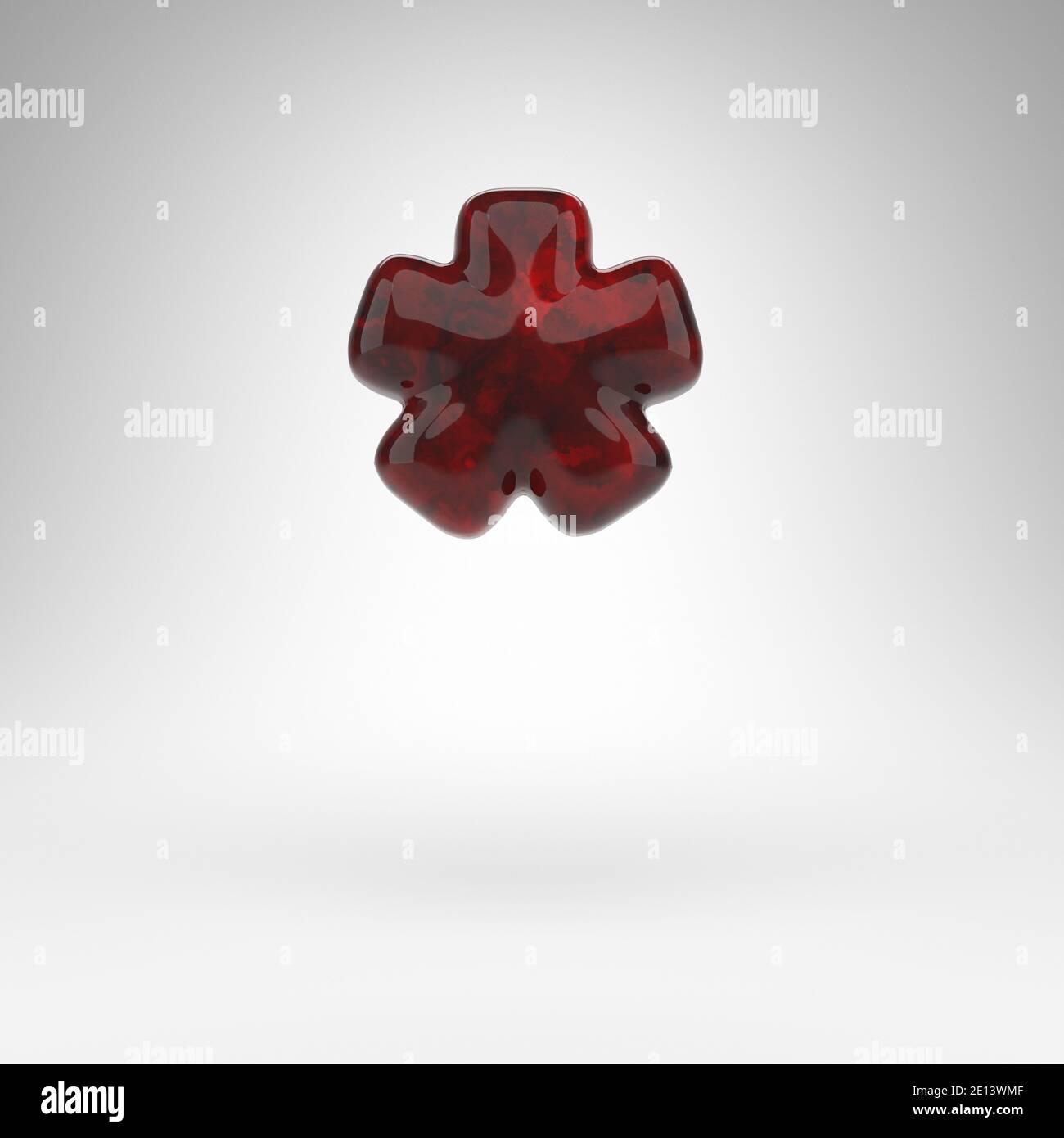 Asterisk symbol on white background. Red amber 3D rendered sign with ...