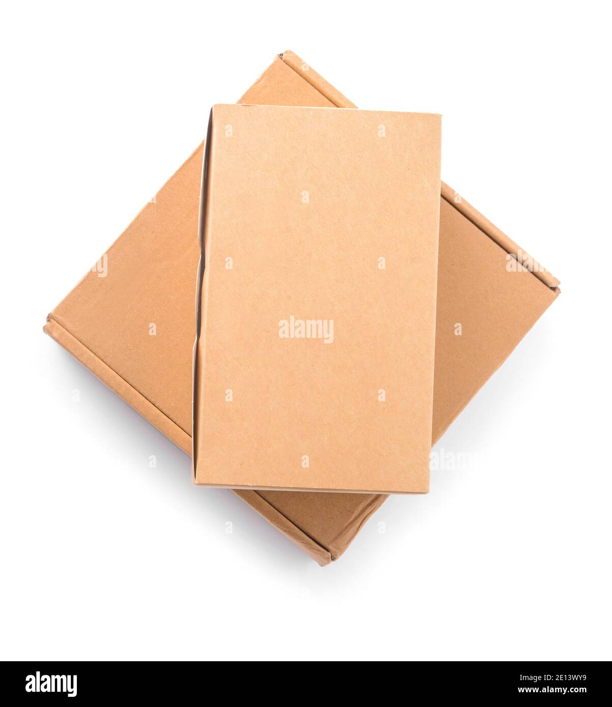 Blank cardboard boxes on white background Stock Photo - Alamy