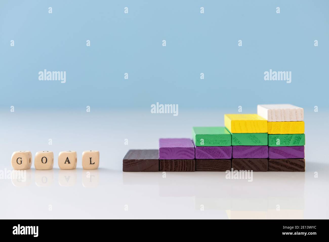 Stacked blocks with word GOAL on white background Stock Photo - Alamy