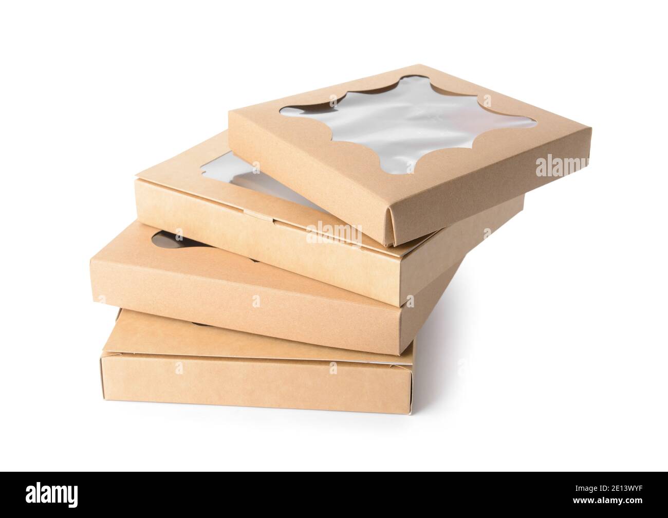 Blank cardboard boxes on white background Stock Photo - Alamy