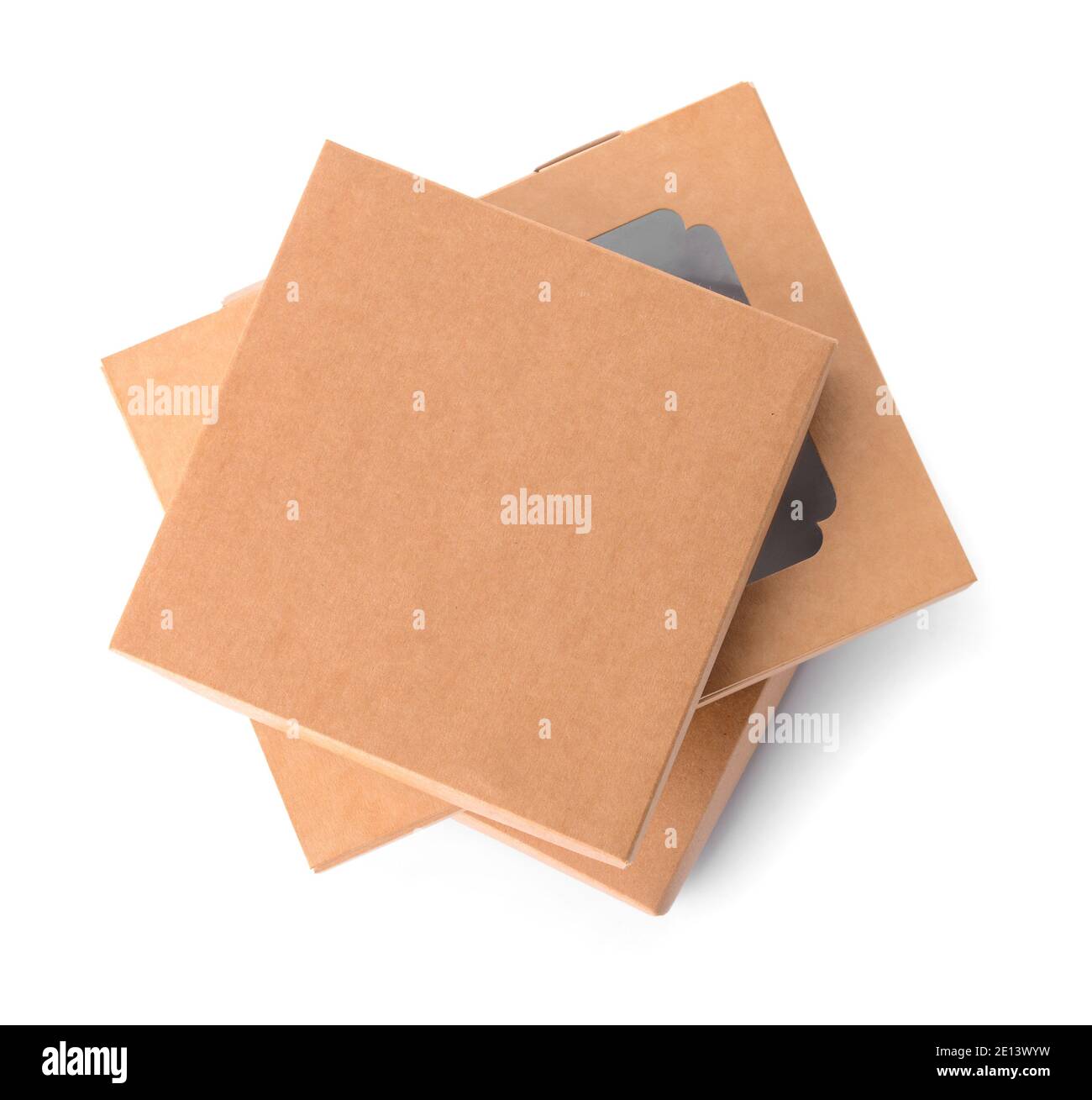 Blank cardboard boxes on white background Stock Photo - Alamy