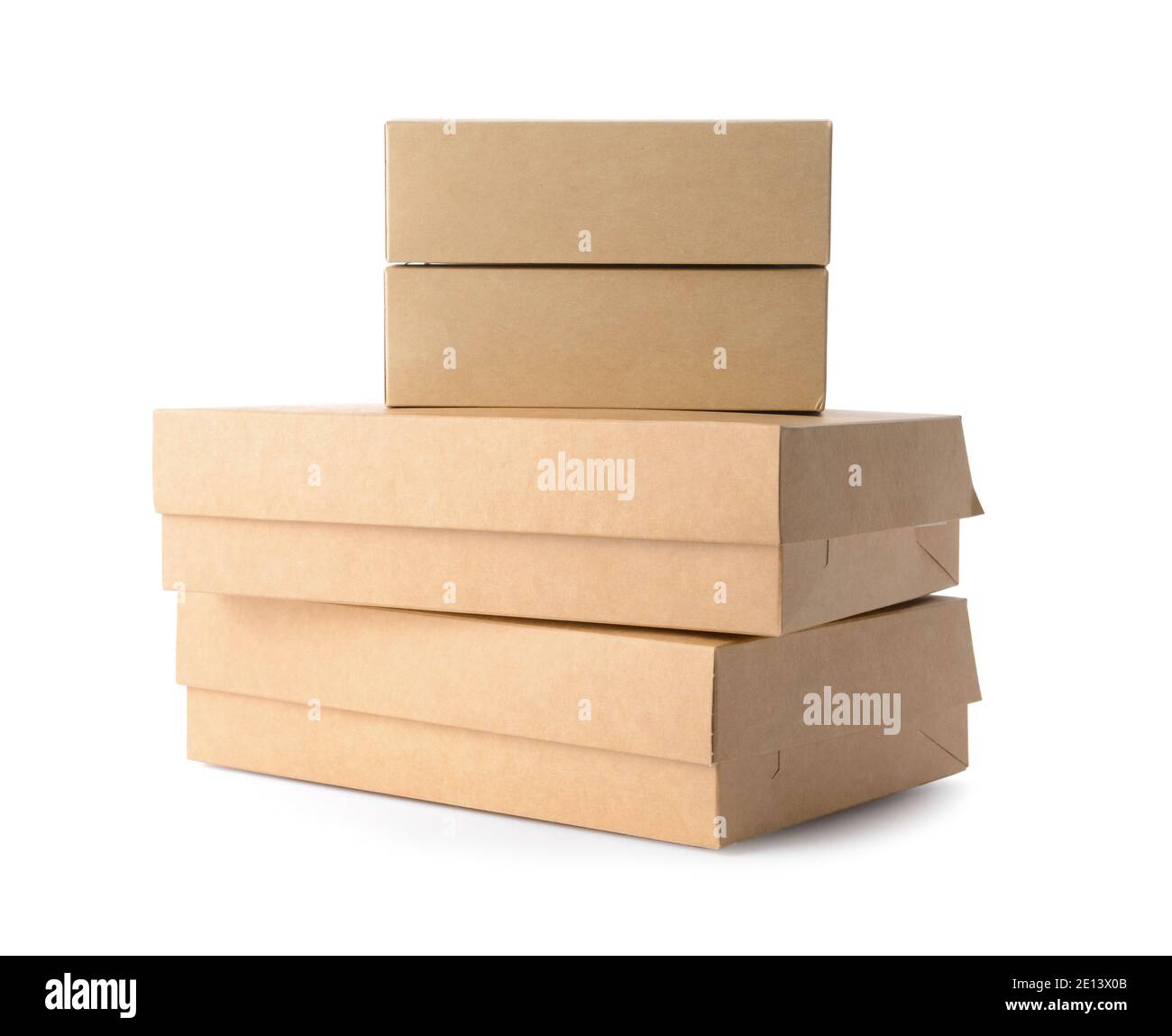 Blank cardboard boxes on white background Stock Photo - Alamy