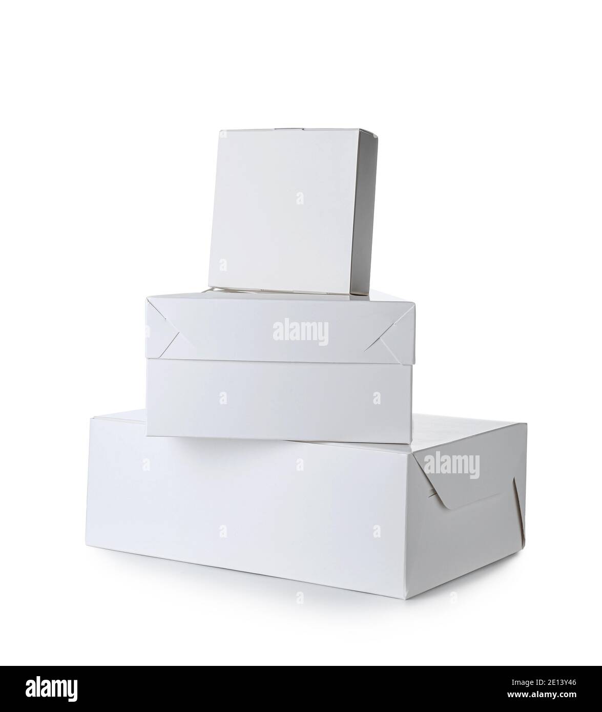 Blank cardboard boxes on white background Stock Photo - Alamy