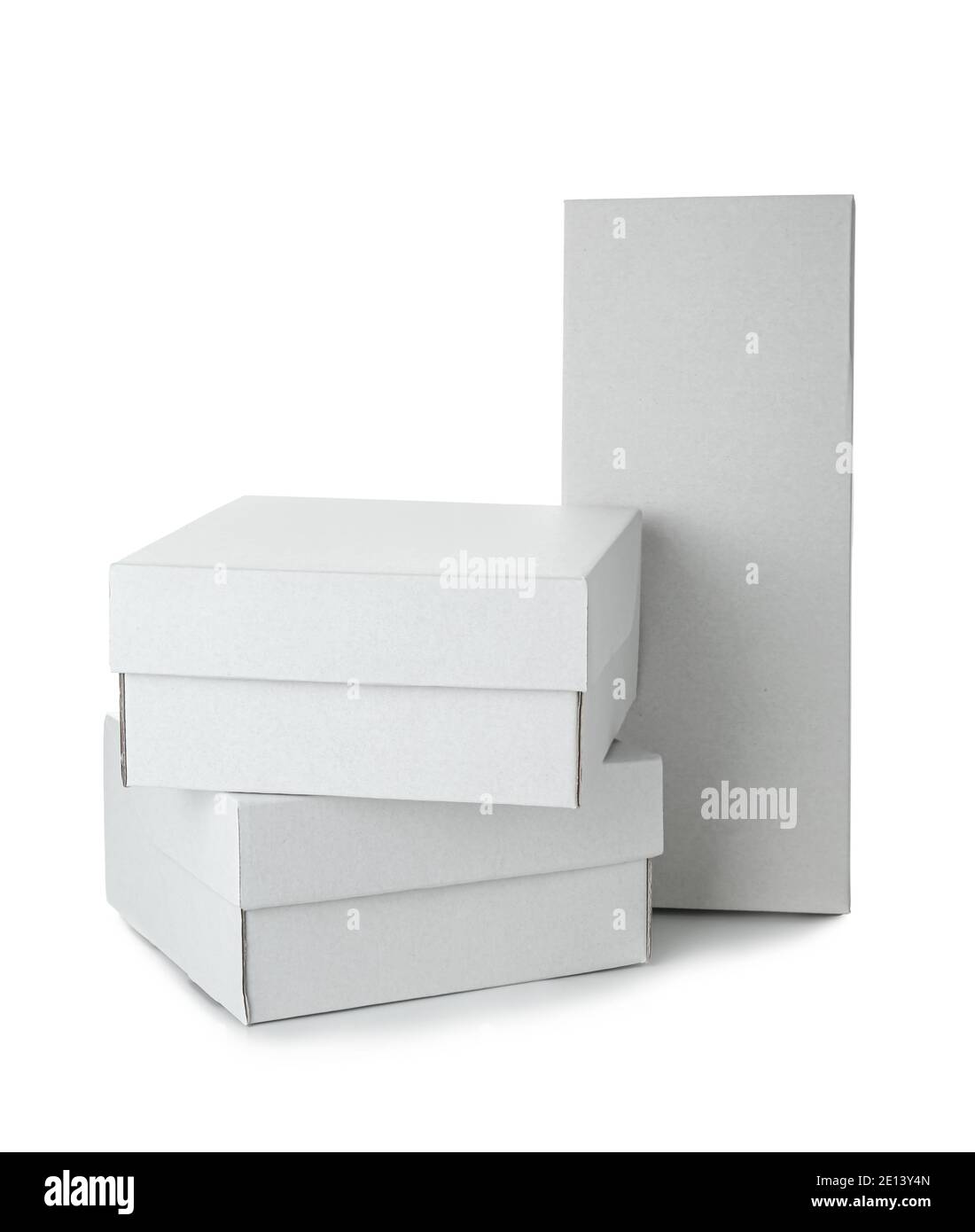 Blank cardboard boxes on white background Stock Photo - Alamy