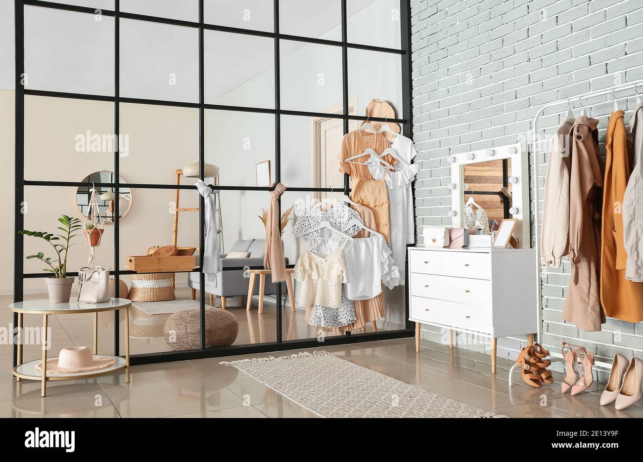 Stylish interior of modern wardrobe Stock Photo - Alamy