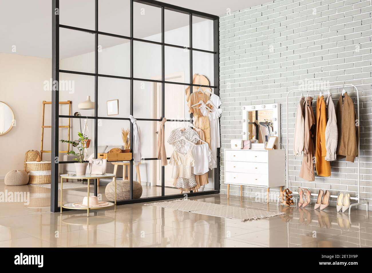 Stylish interior of modern wardrobe Stock Photo - Alamy