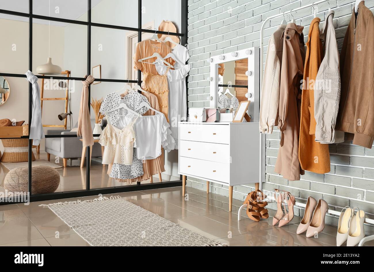 Stylish interior of modern wardrobe Stock Photo - Alamy