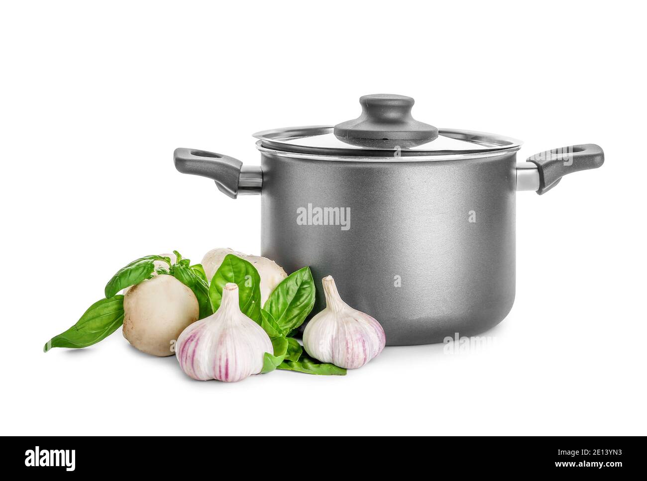 Cooking pot with vegetables isolated on white background Stock Photo ...