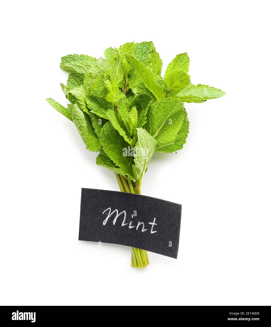 Fresh green mint on white background Stock Photo - Alamy