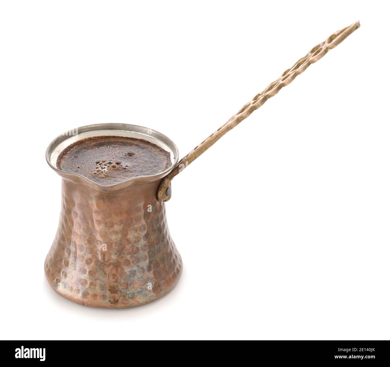 Cezve with coffee on white background Stock Photo - Alamy