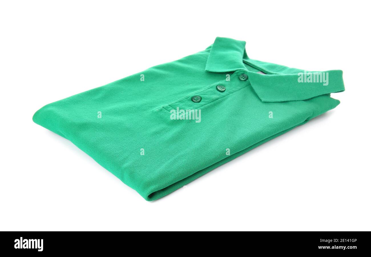 Folded polo shirt on white background Stock Photo - Alamy