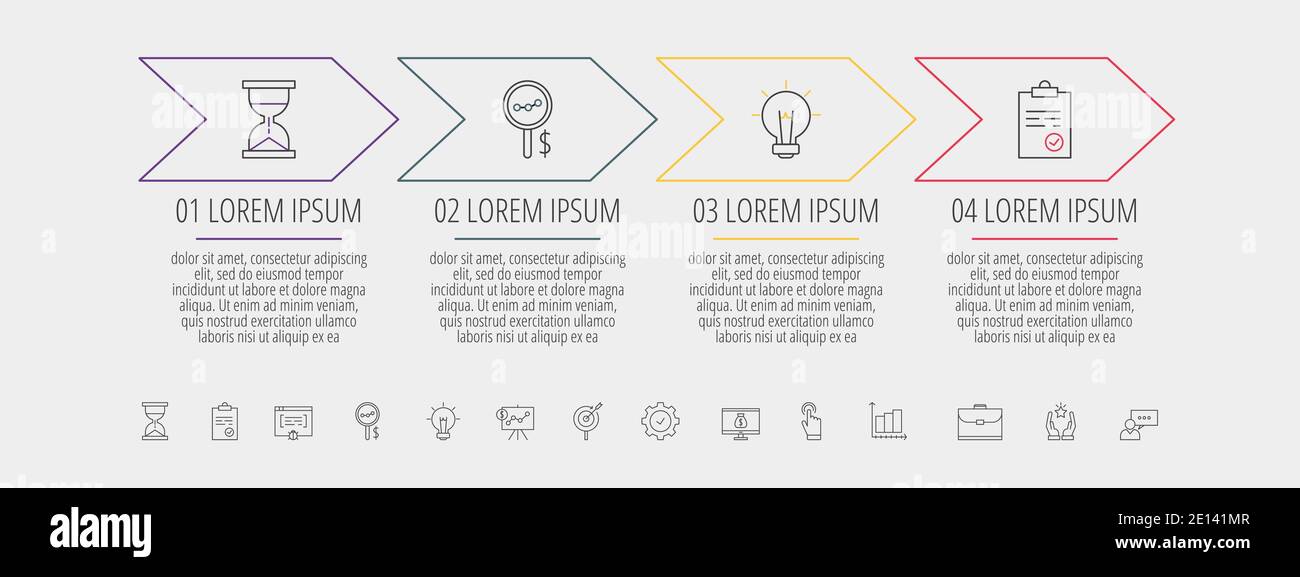 Arrows vector line infographic with 3 steps, icons. Timeline used for ...